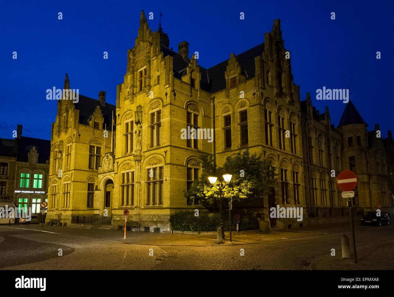 Belgium City of Ypres, Flemish architecture in the main square Stock ...