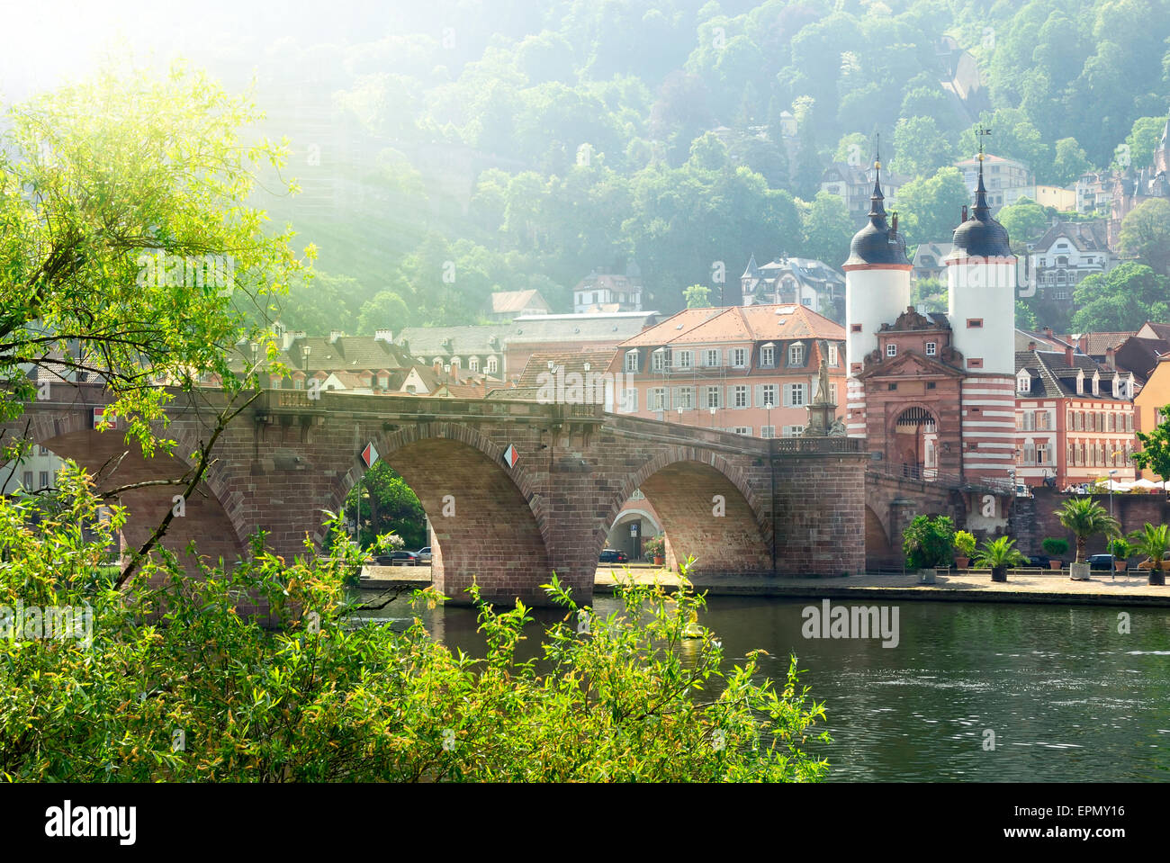 Heidelberg, Germany, the historical "Old Bridge" and Neckar river in ...