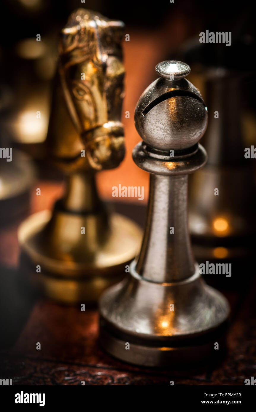 Set of chess figures on the playing board Stock Photo - Alamy