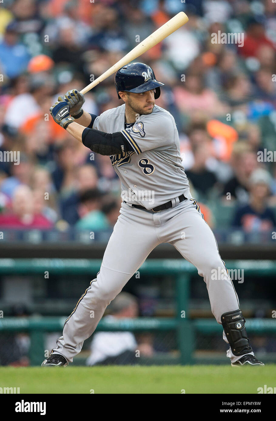 Detroit, Michigan, USA. 18th May, 2015. Milwaukee Brewers outfielder ...