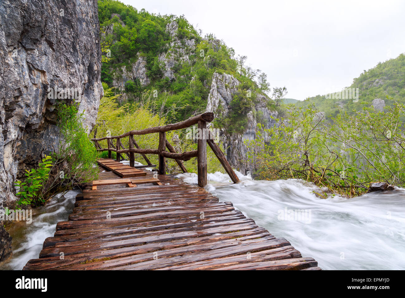 Wooden tourist path in Plitvice lakes national park-Croatia Stock Photo ...