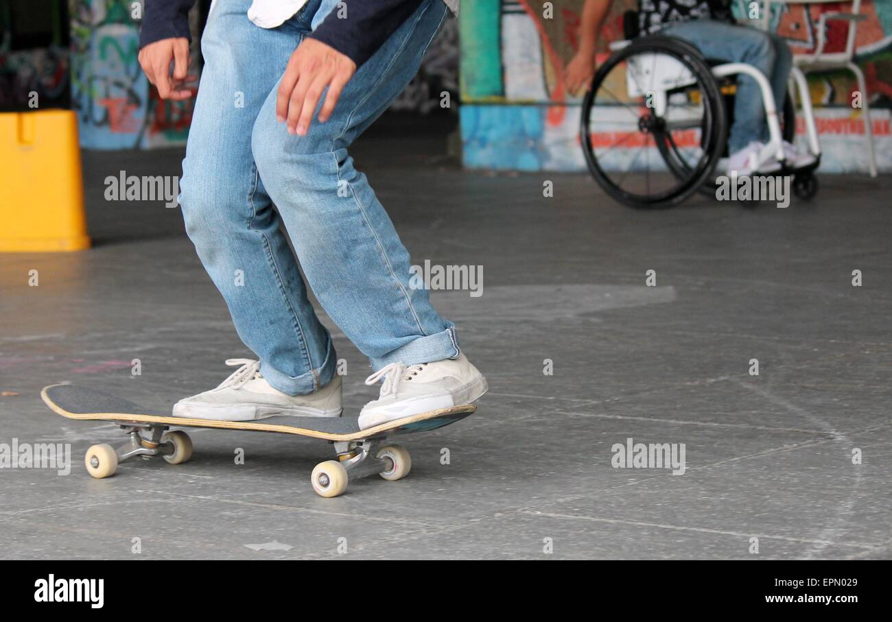 Iconic Skate Park on Southbank London, Undercroft with skaters and ...