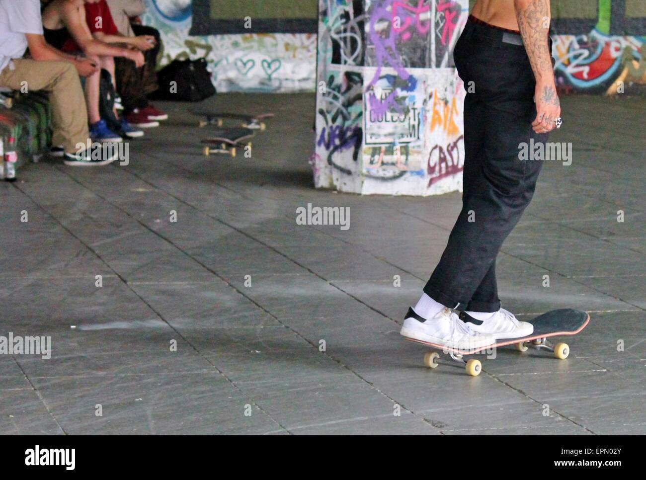 Iconic Skate Park on Southbank London, Undercroft with skaters and ...