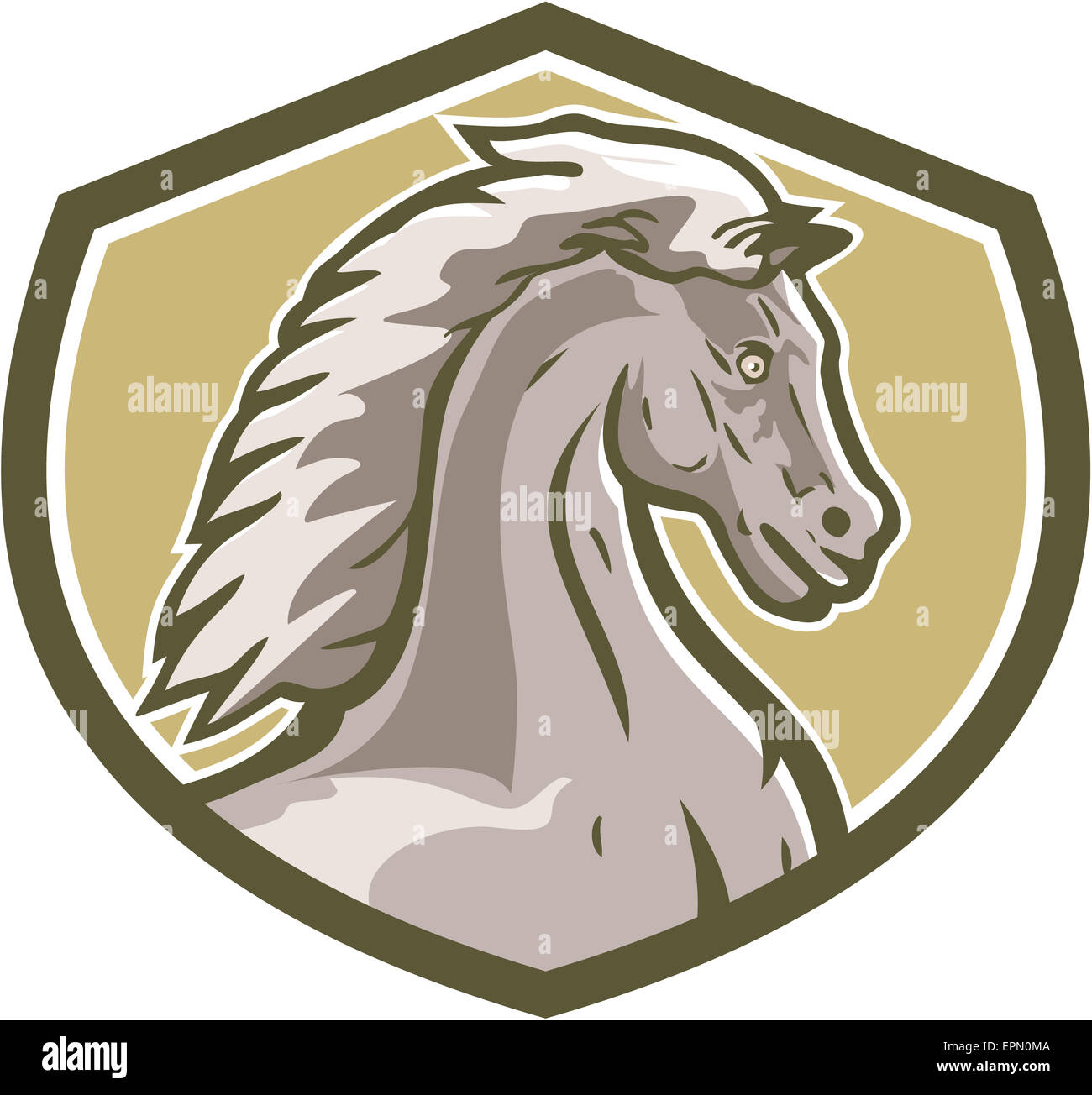 Illustration of a colt horse head viewed from the side set inside ...