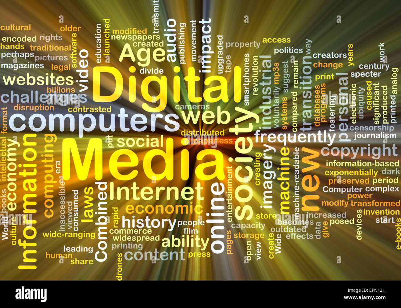 Background concept wordcloud illustration of digital media glowing ...