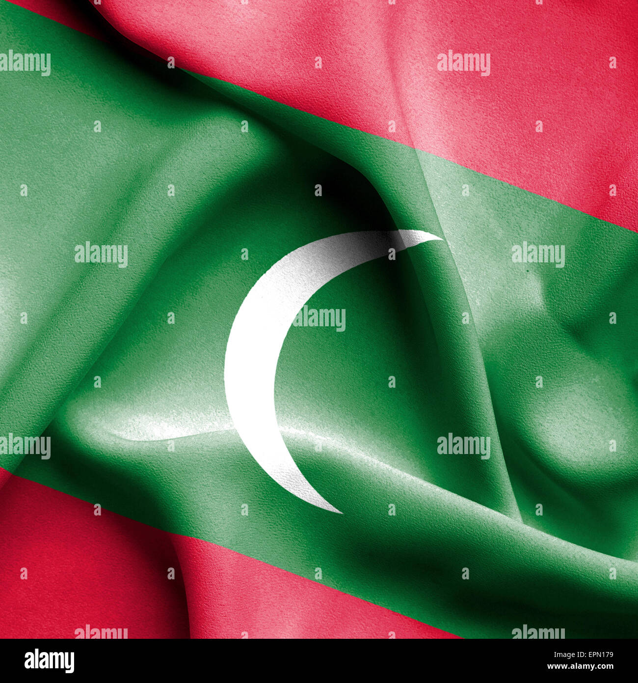 Maldives waving flag Stock Photo - Alamy