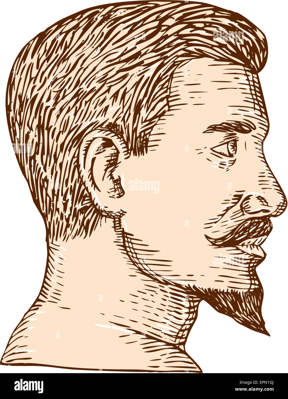 Old Man Side Profile Drawing