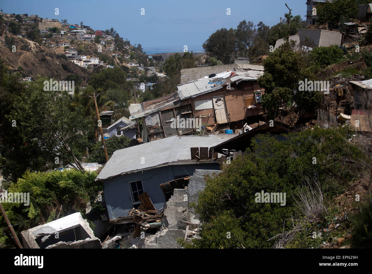 Tijuana, Mexico. 19th May, 2015. Destroyed houses are seen after a ...