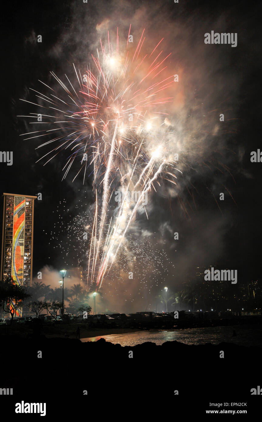 Honolulu, Hawaii, USA. 15th May, 2015. Fireworks display by the Hilton ...