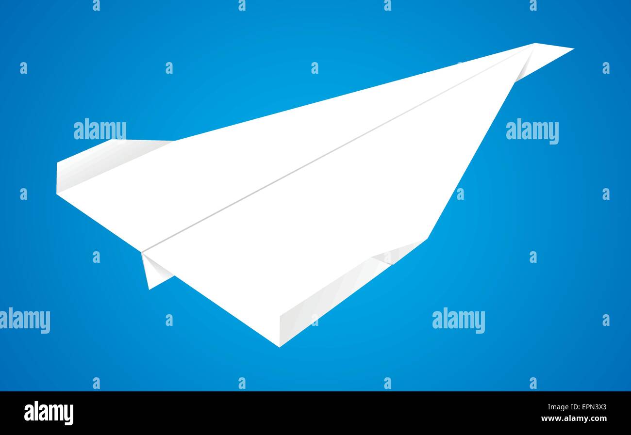 Paper Airplane Over Blue Background Vector Illustration Stock Vector ...