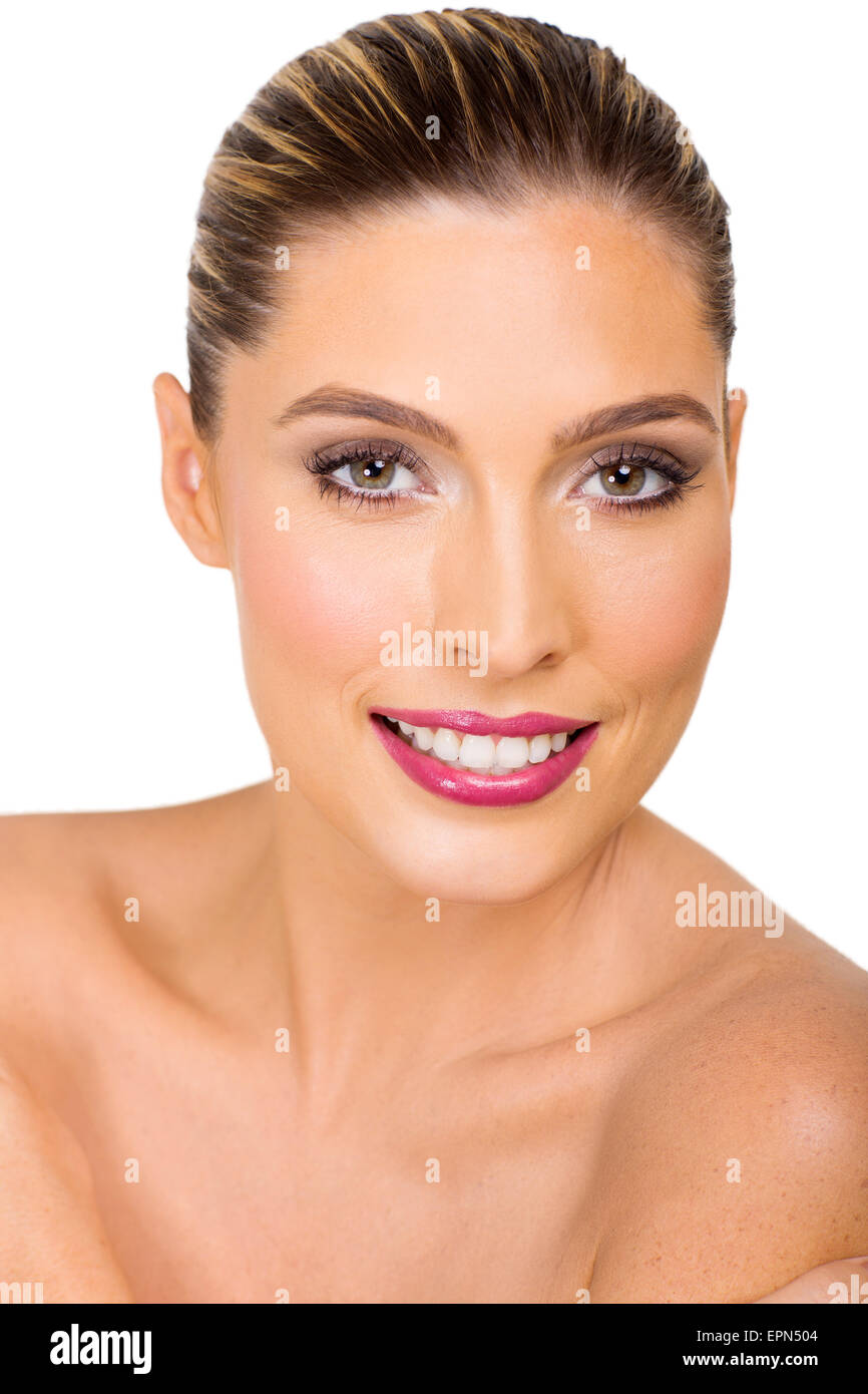 beautiful young Caucasian woman portrait on white background Stock ...