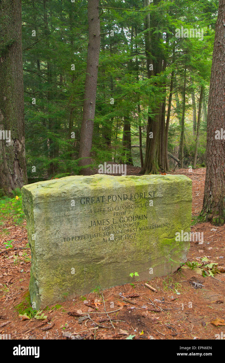 Goodwin Memorial, Great Pond State Forest, Connecticut Stock Photo - Alamy
