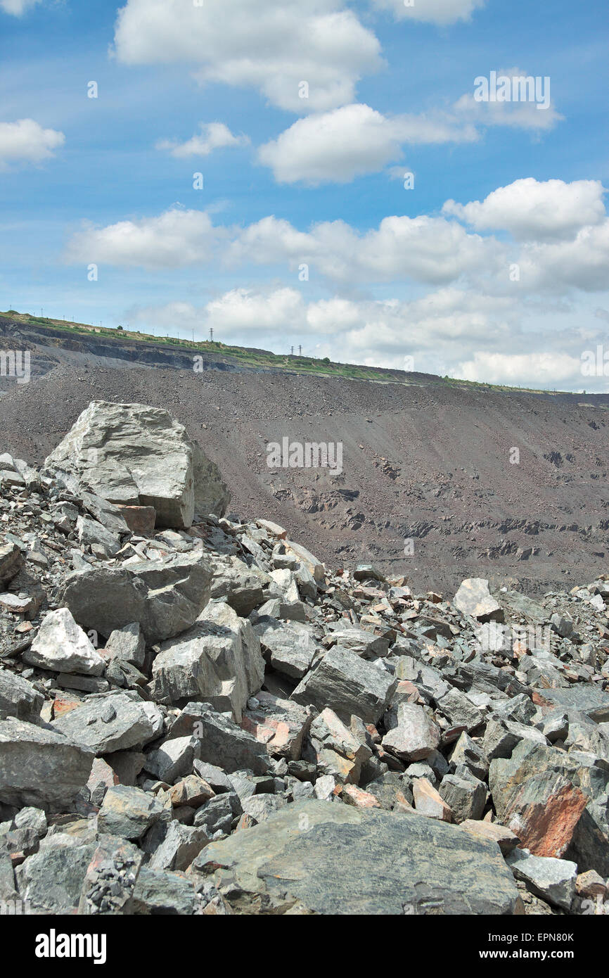 Iron ore opencast mining close up view Stock Photo - Alamy
