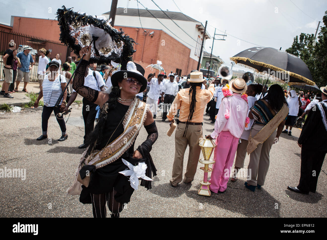 A woman during a second-line parade for the funeral of 'Uncle' Lionel ...