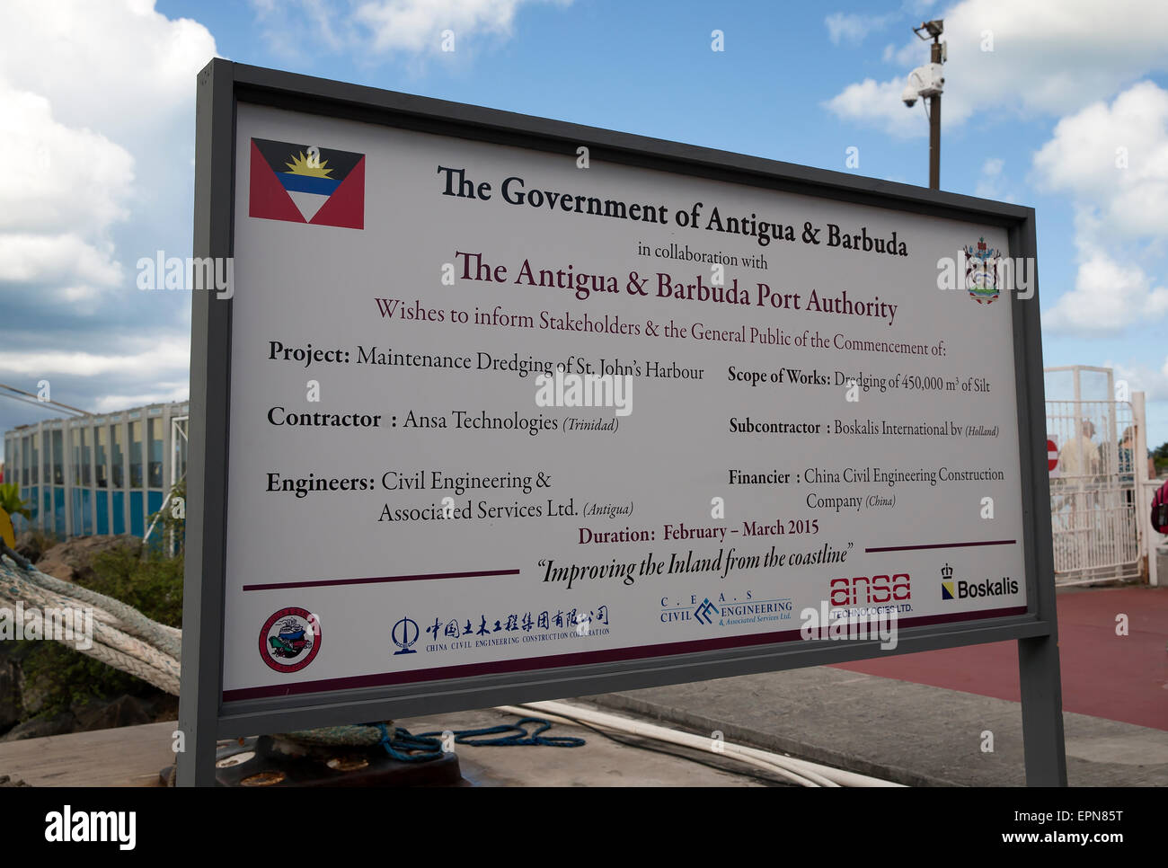 The Antigua and Barbuda port authority sign Stock Photo - Alamy