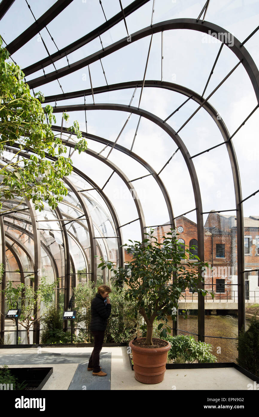 Interior view of Glass house. Bombay Sapphire Distillery, Laverstoke ...