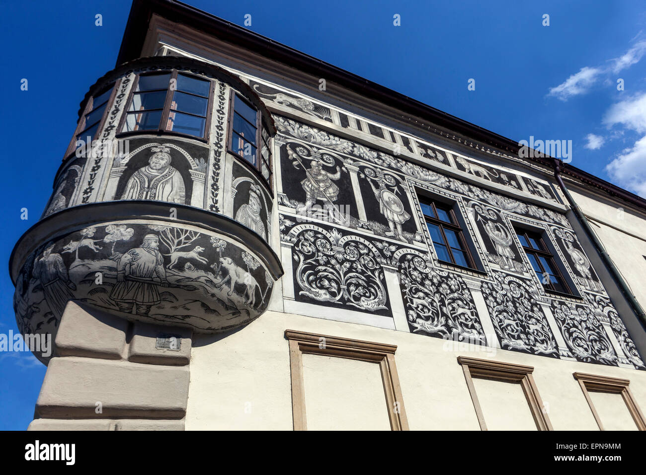Sgraffito House Charles Square Trebic UNESCO Czech Republic Stock Photo ...