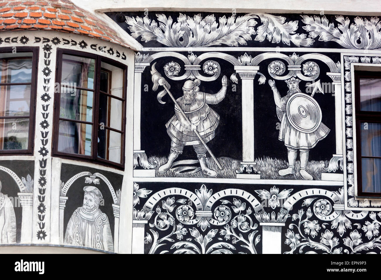 Sgraffito House Charles Square Trebic UNESCO Czech Republic Stock Photo ...