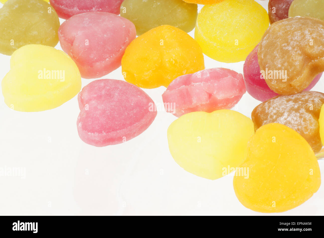 Close-up of some colorful heart shaped hard sugar candies Stock Photo ...