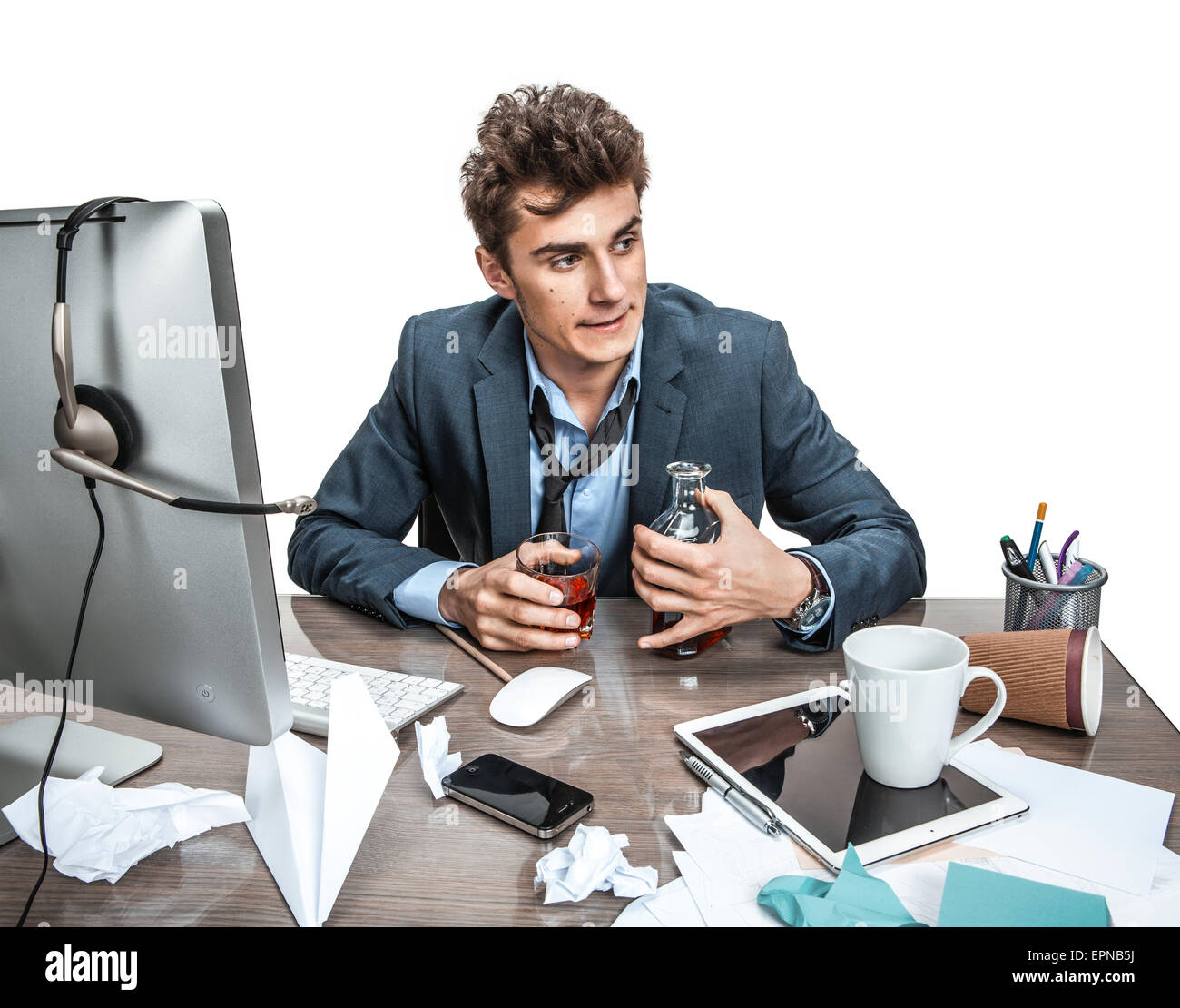 Depressed drunk young man hi-res stock photography and images - Alamy