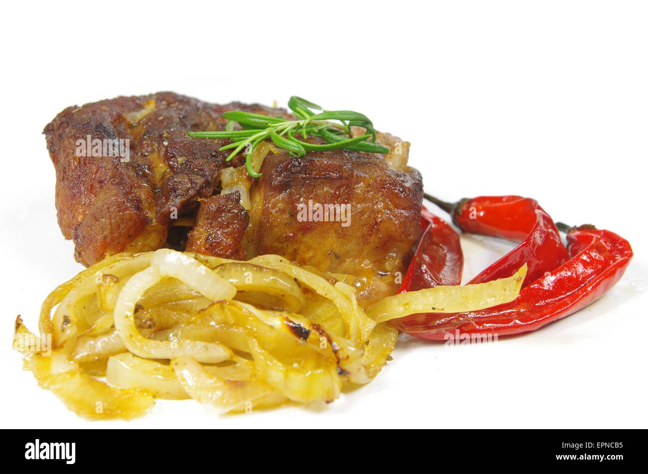 roast red beef meat on white background Stock Photo - Alamy