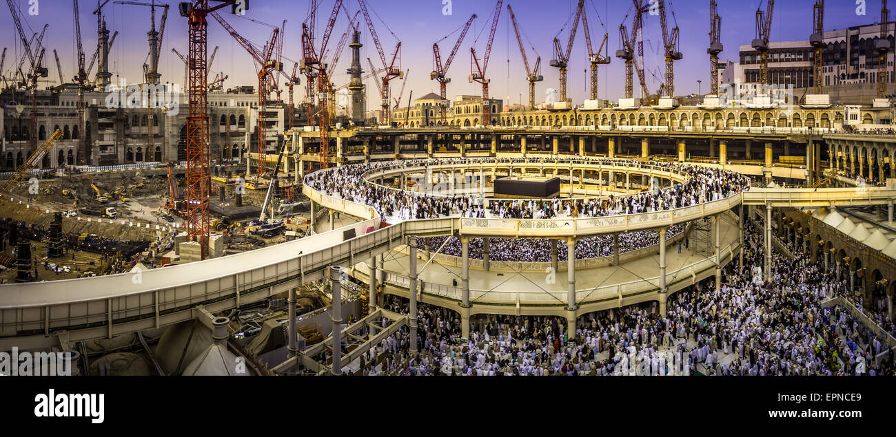 Al Haram Mosque under construction in Mecca Saudi Arabia Feb. 2014 ...