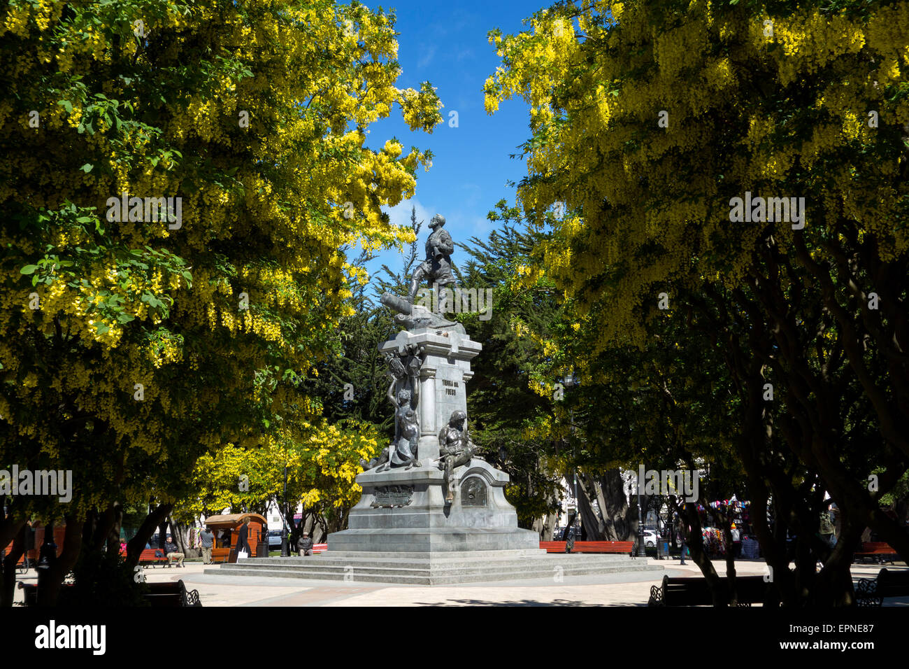 Hernando de Magallanes monument. Plaza de Armas. Punta Arenas. Chile ...
