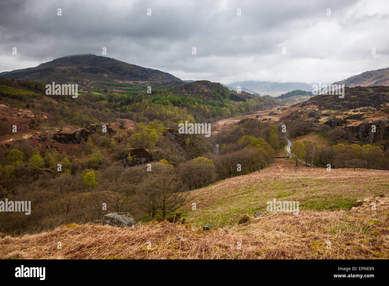The minor road from Dunnerdale towards Cockley Beck and Hardknott and ...