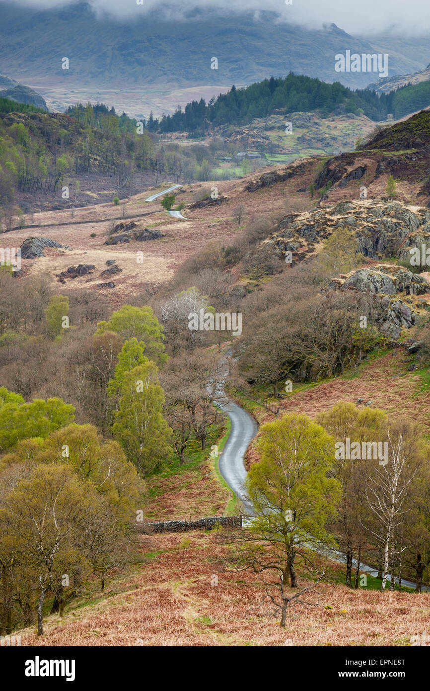 The minor road from Dunnerdale towards Cockley Beck and Hardknott and ...