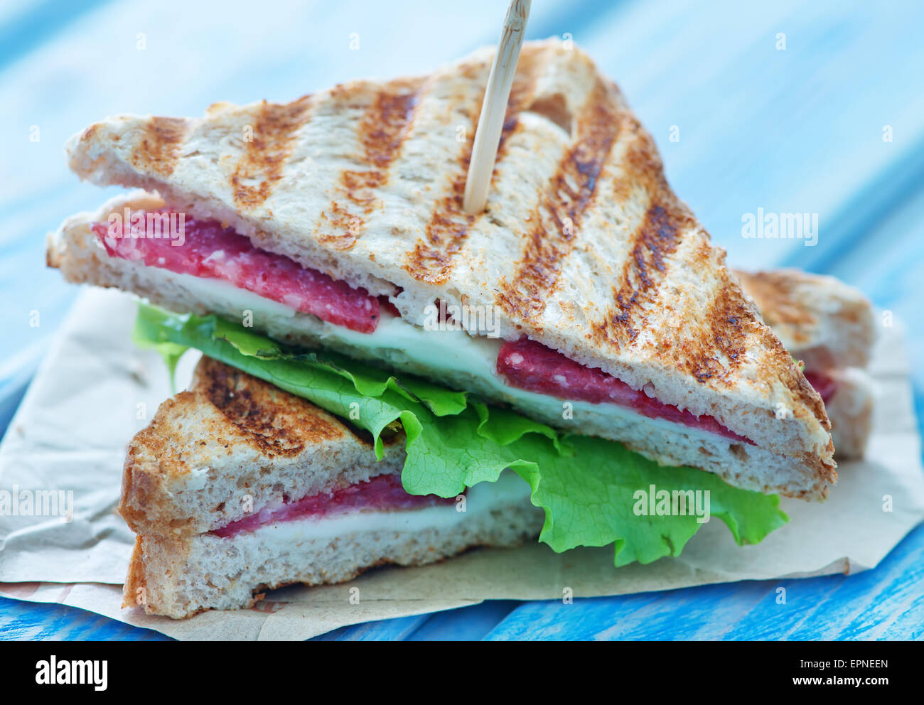 sandwiches with cheese and ham on a table Stock Photo - Alamy