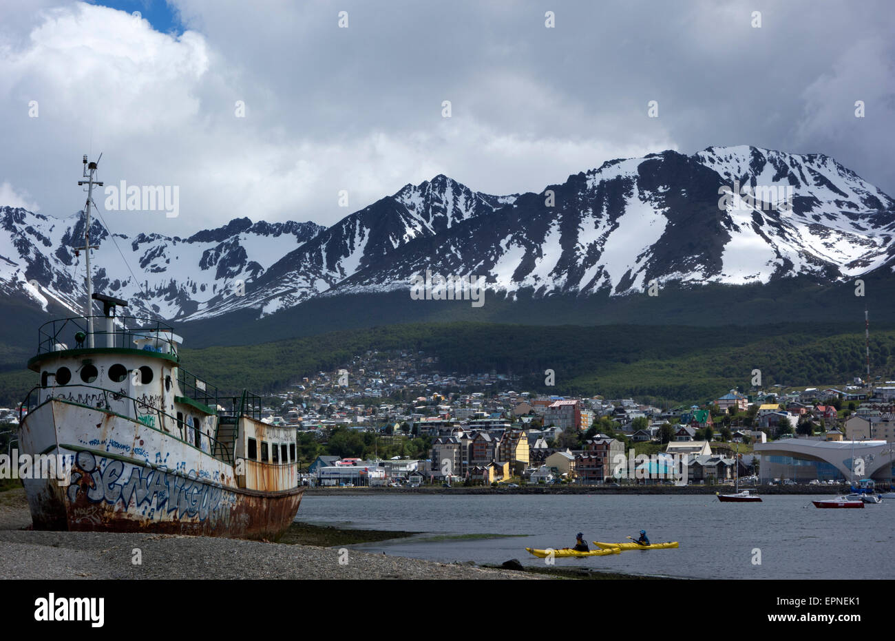 Sea kayaking. Ushuaia. Beagle channel. Tierra del Fuego. Argentina ...