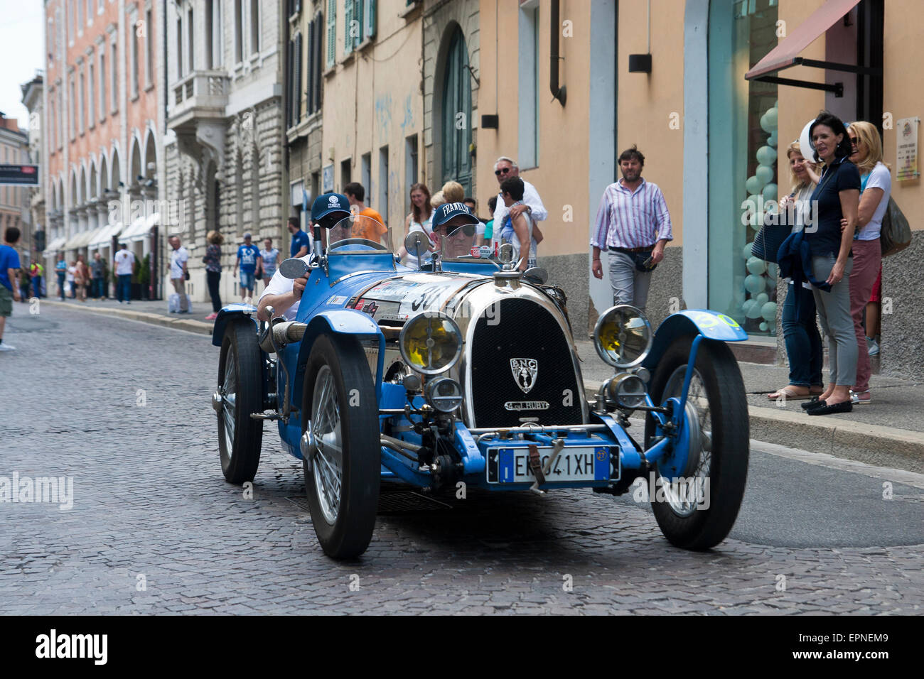 Contestants at the start of the classic Italian road race the Mille ...