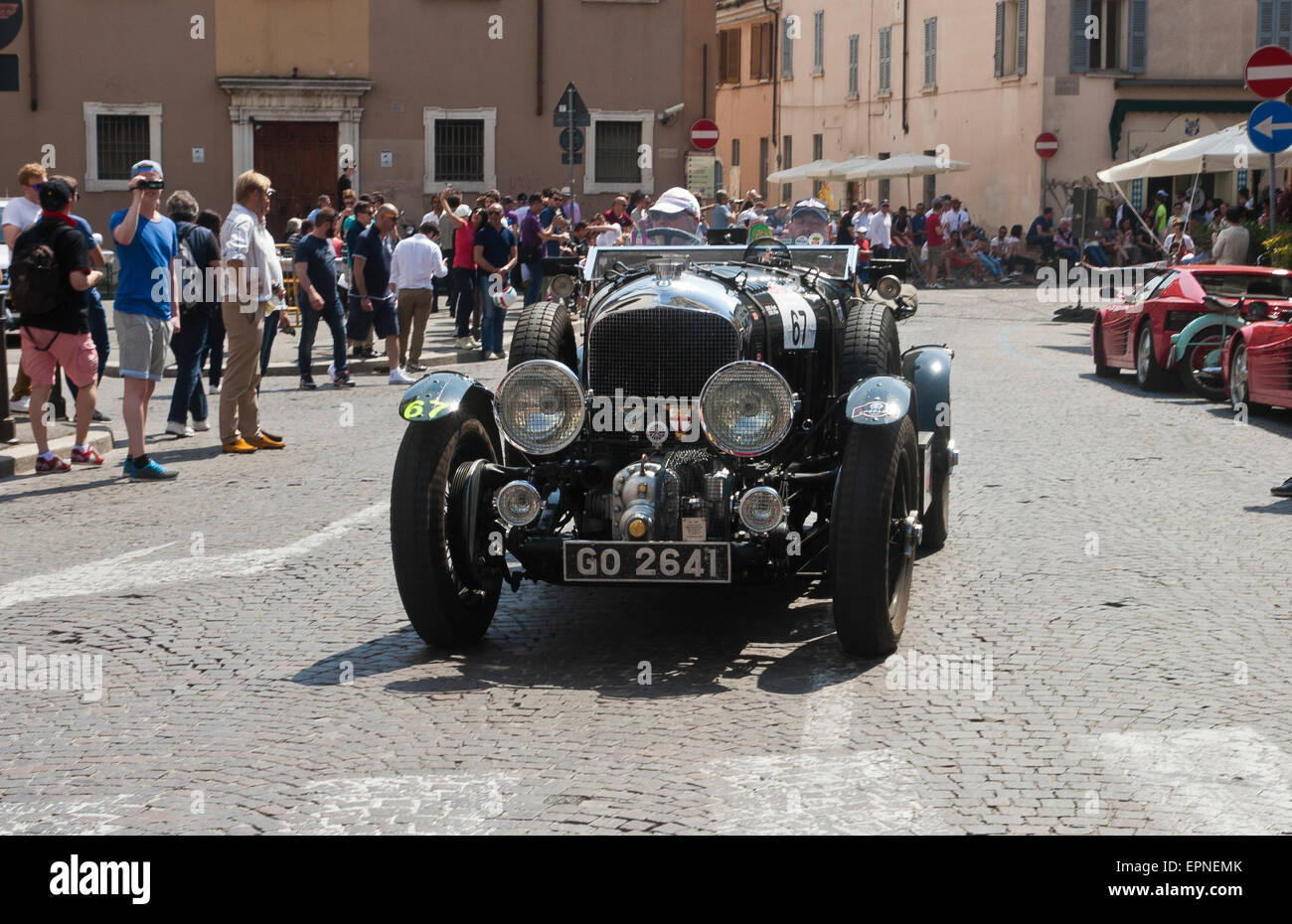 Contestants at the start of the classic Italian road race the Mille ...