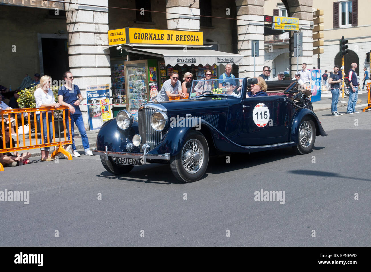 Contestants at the start of the classic Italian road race the Mille ...