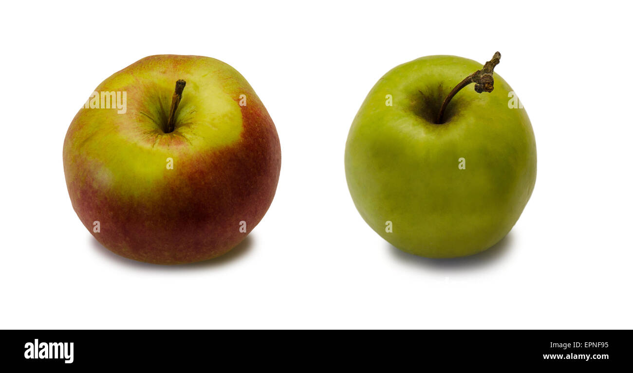 Two apples on the white isolated background Stock Photo - Alamy