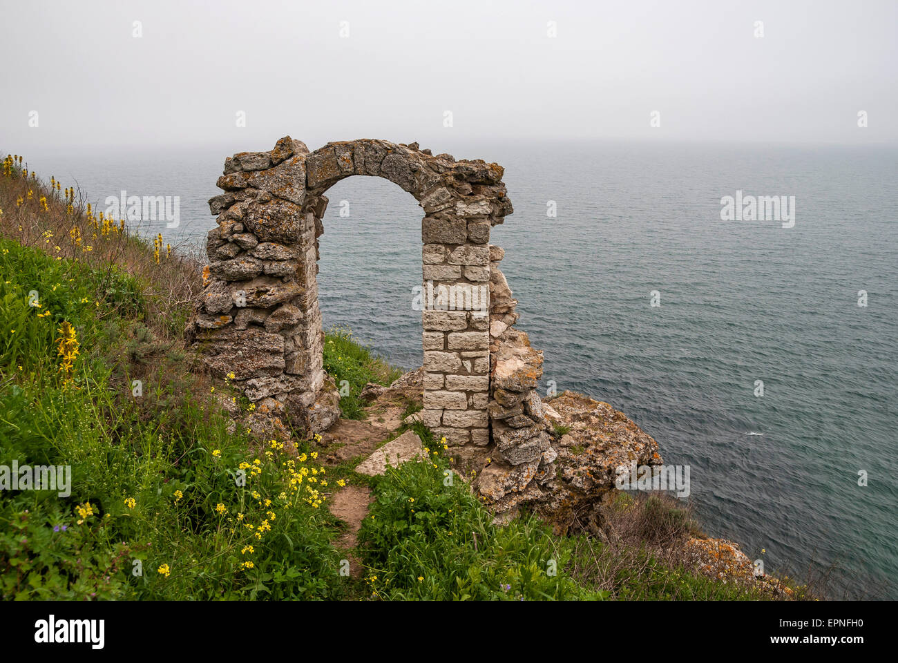 Ancient arch at Kaliakra headland, Black Sea Coast, Bulgaria Stock ...