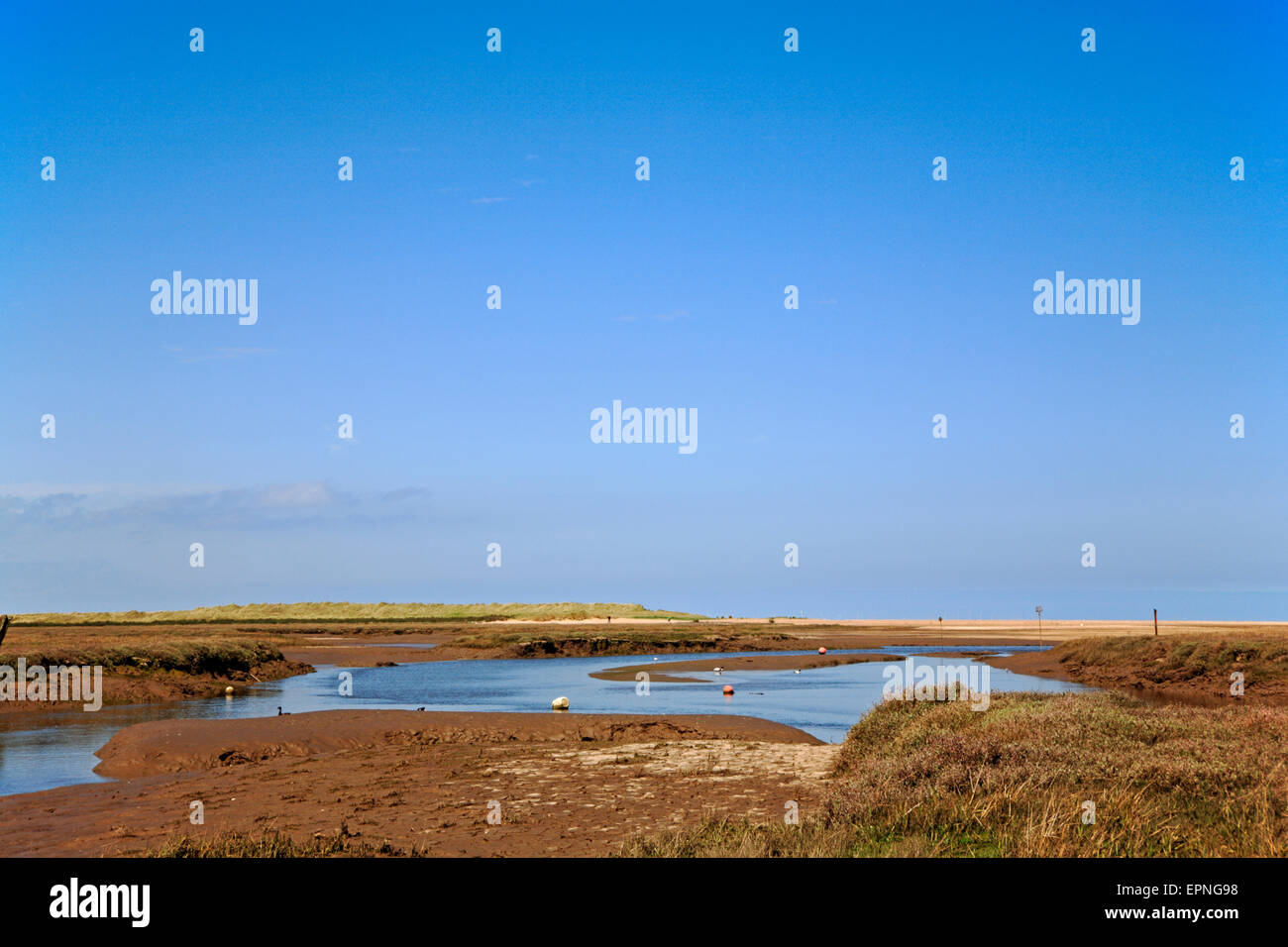 A landscape representing coastal scenery over salt marshes on the North ...