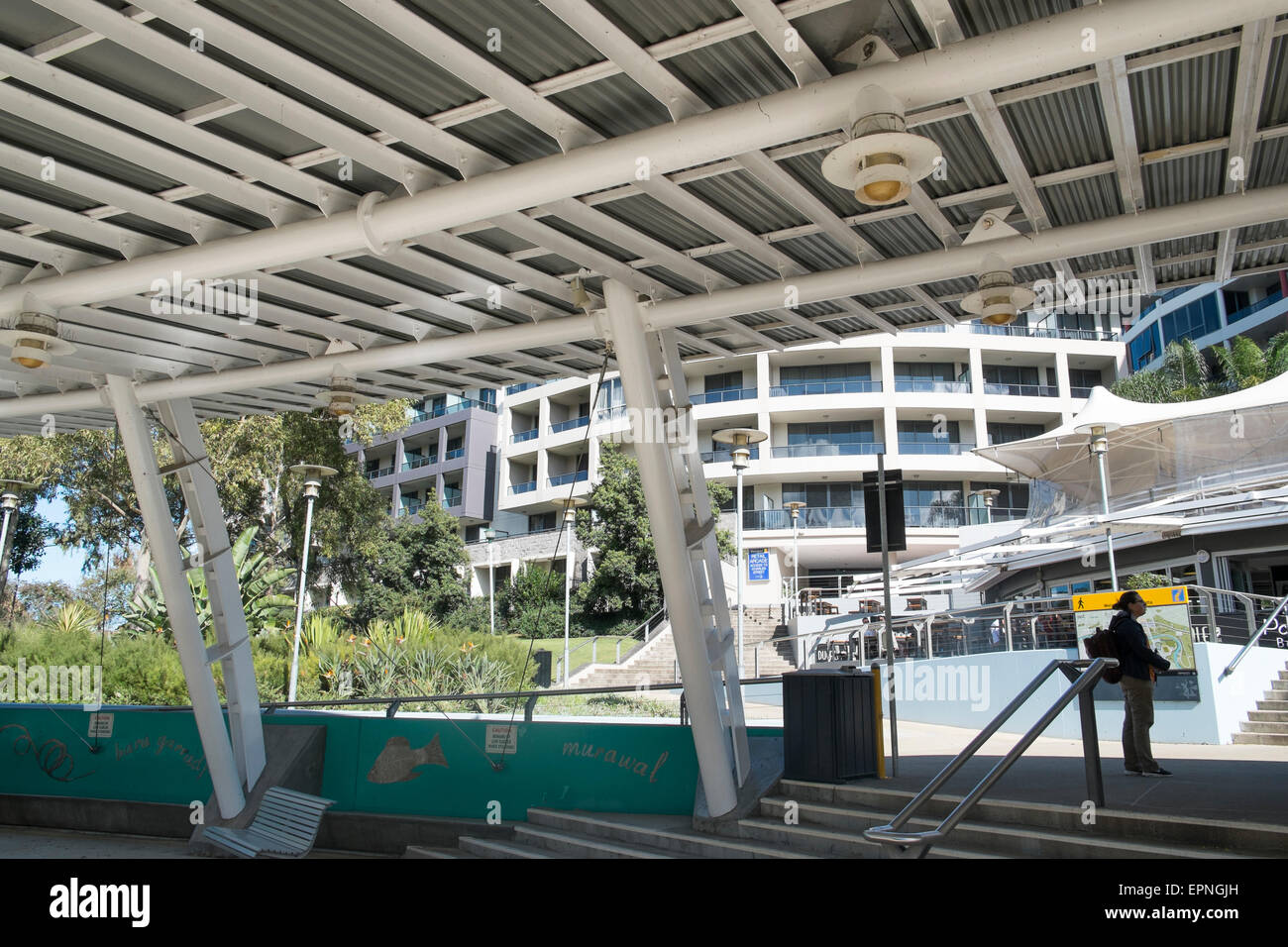 Undercover at Parramatta ferry wharf on the parramatta river in western ...