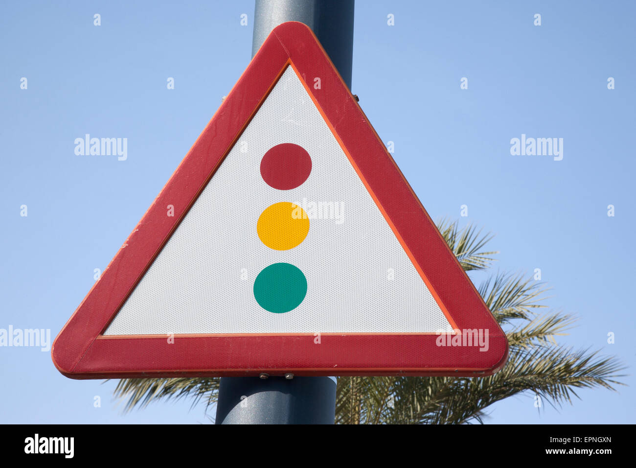 Traffic Light Sign against Blue Sky Background Stock Photo - Alamy