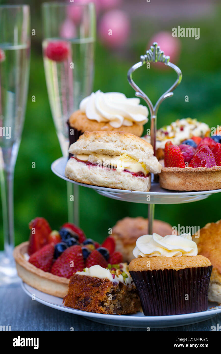 Selection of cakes on the cake stand Stock Photo - Alamy