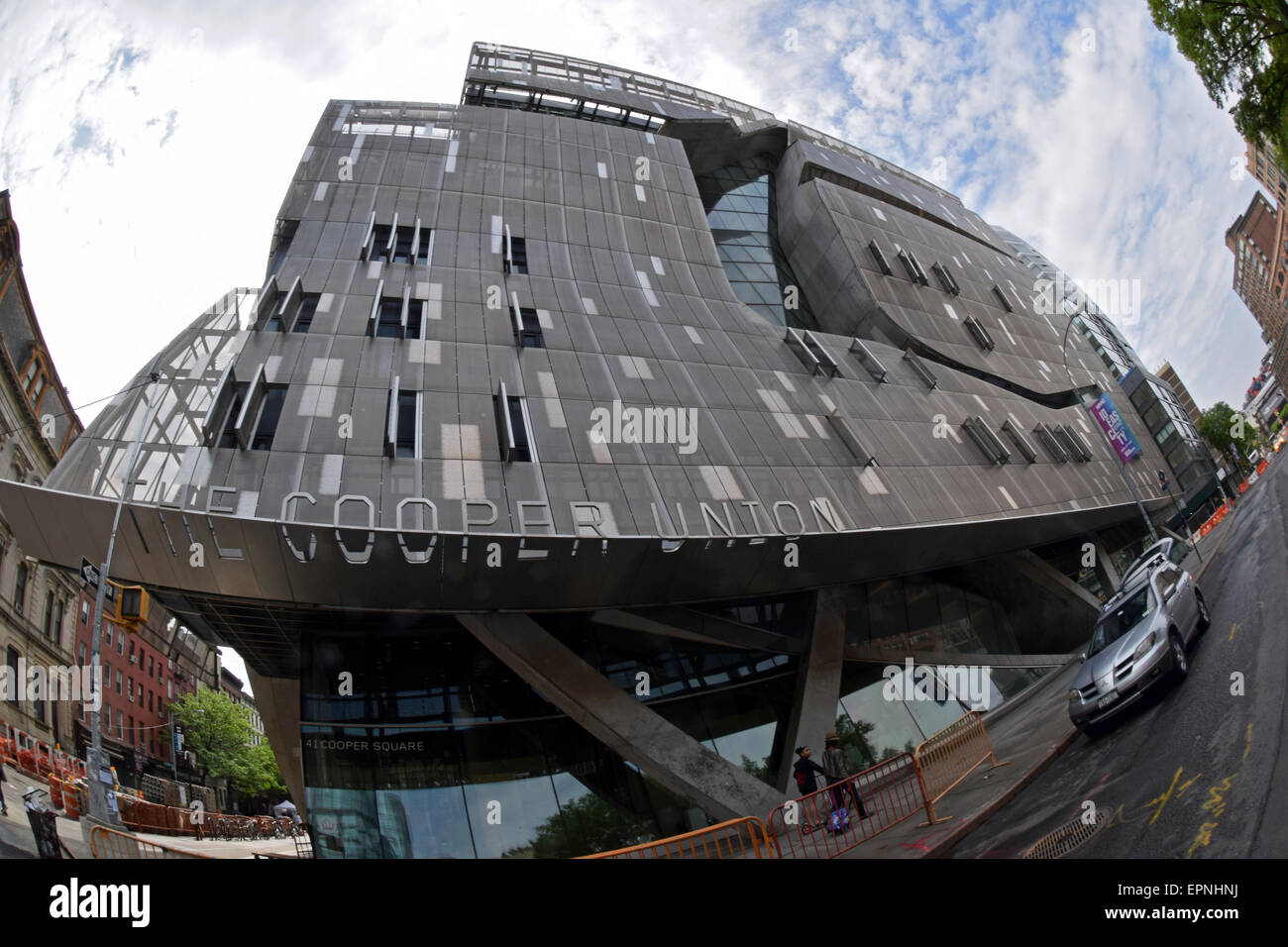 A fisheye lens view of Cooper Union building on Third Avenue in New ...