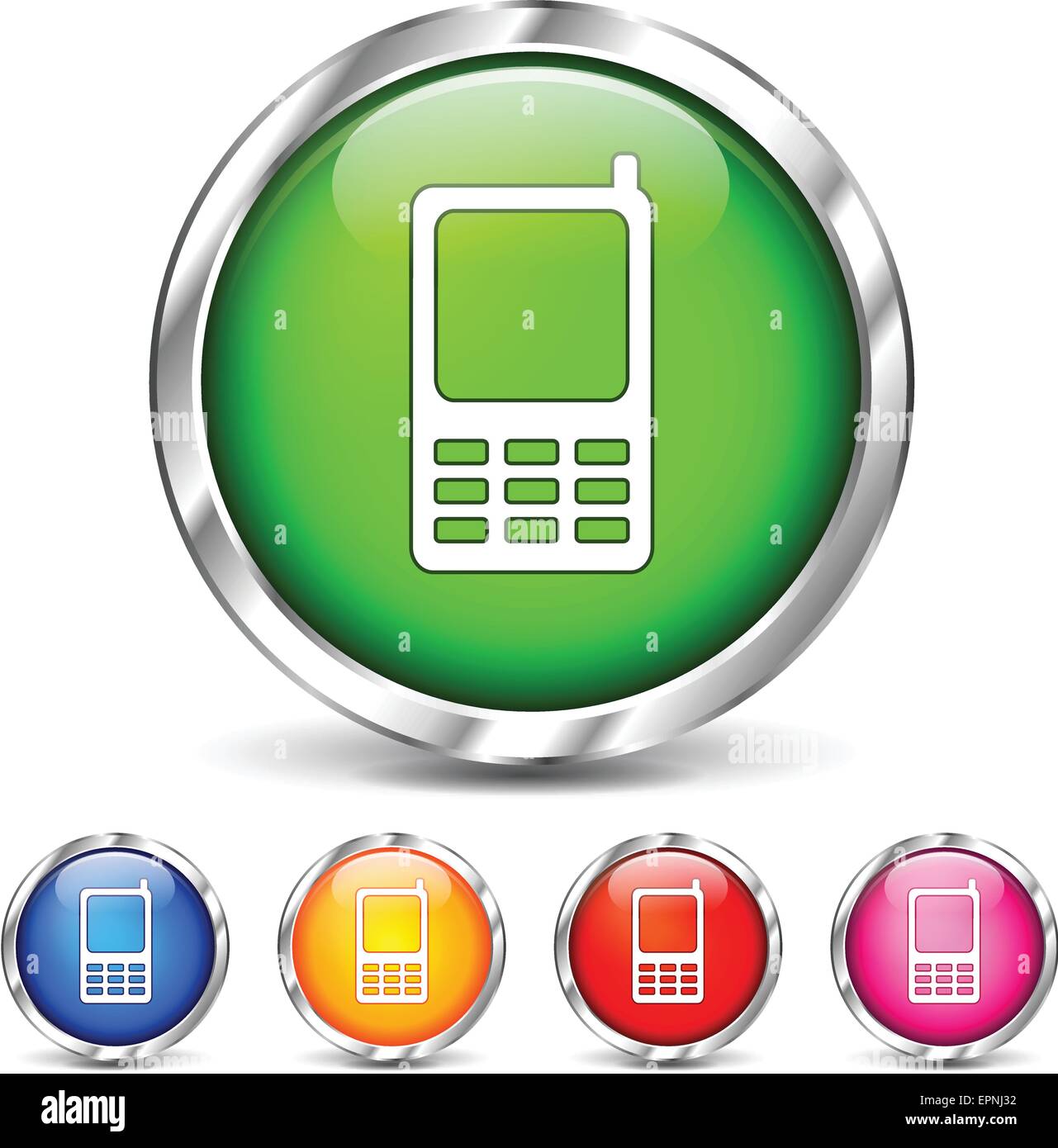 Mobile phone on green Stock Vector Images - Alamy