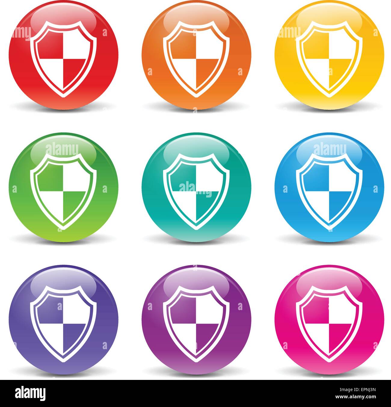 collection of icons of different colors for shield Stock Vector Image ...