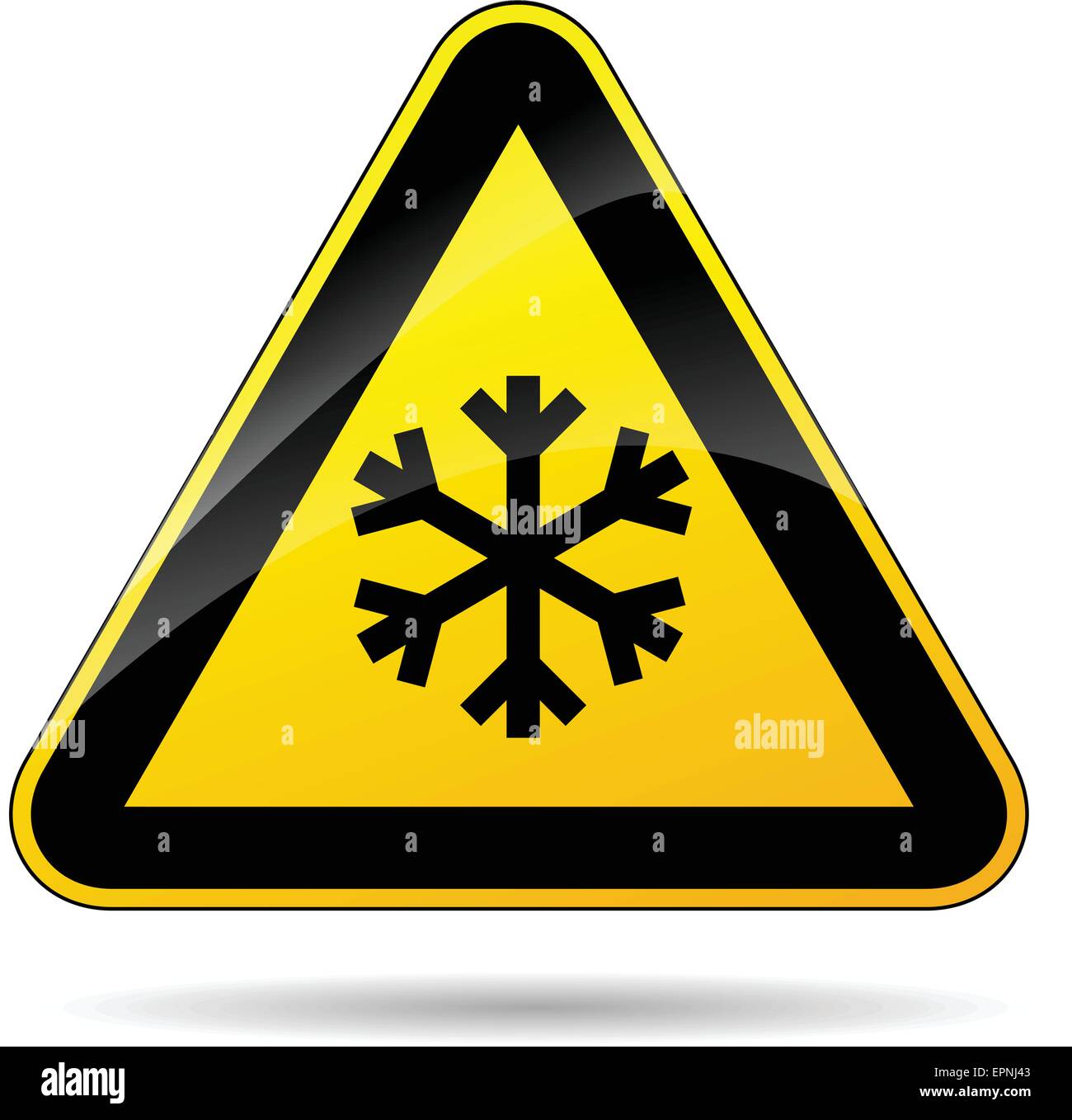 Yellow warning of snow and ice Stock Vector Images - Alamy