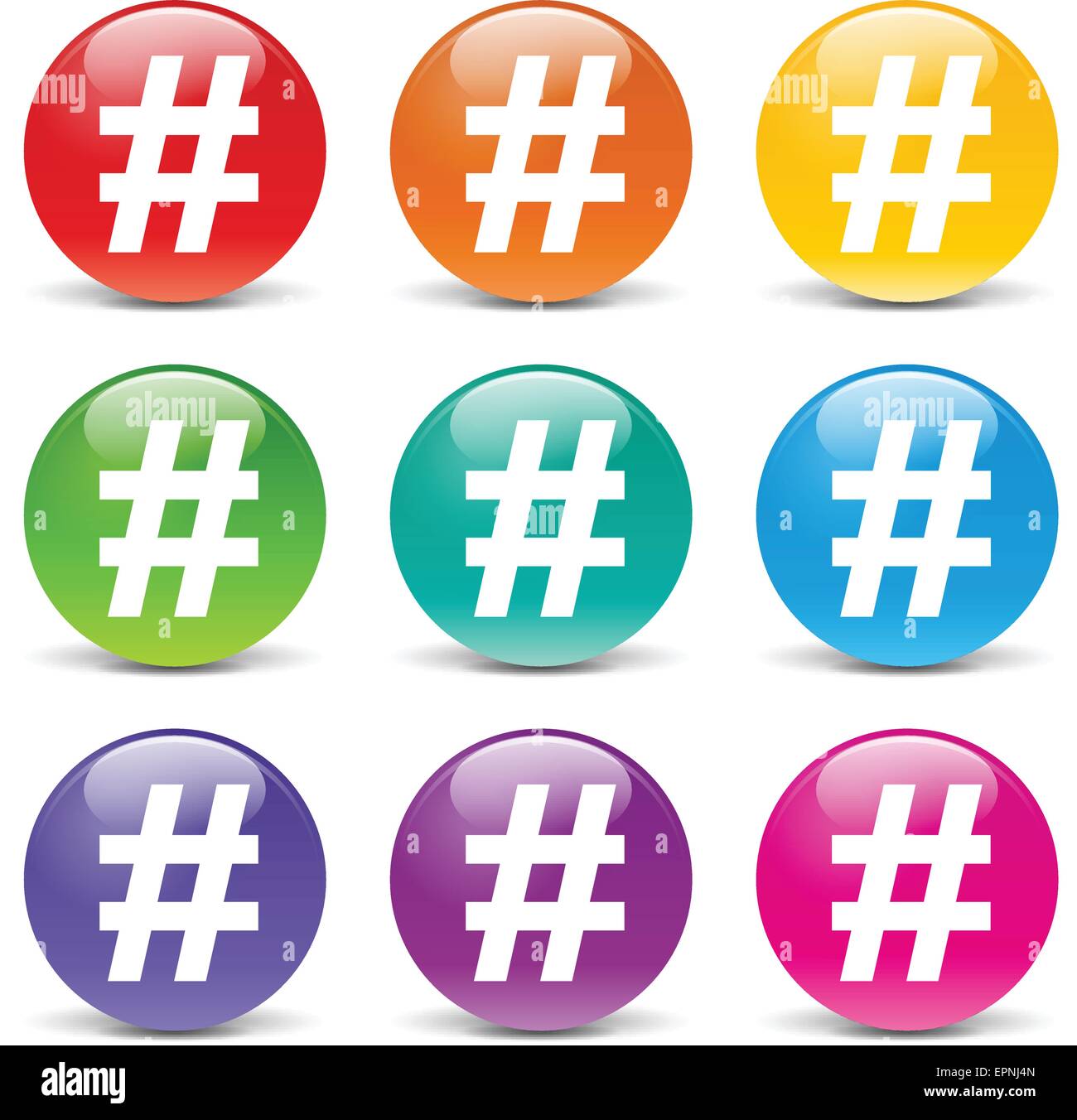collection of icons of different colors for hashtag Stock Vector Image ...