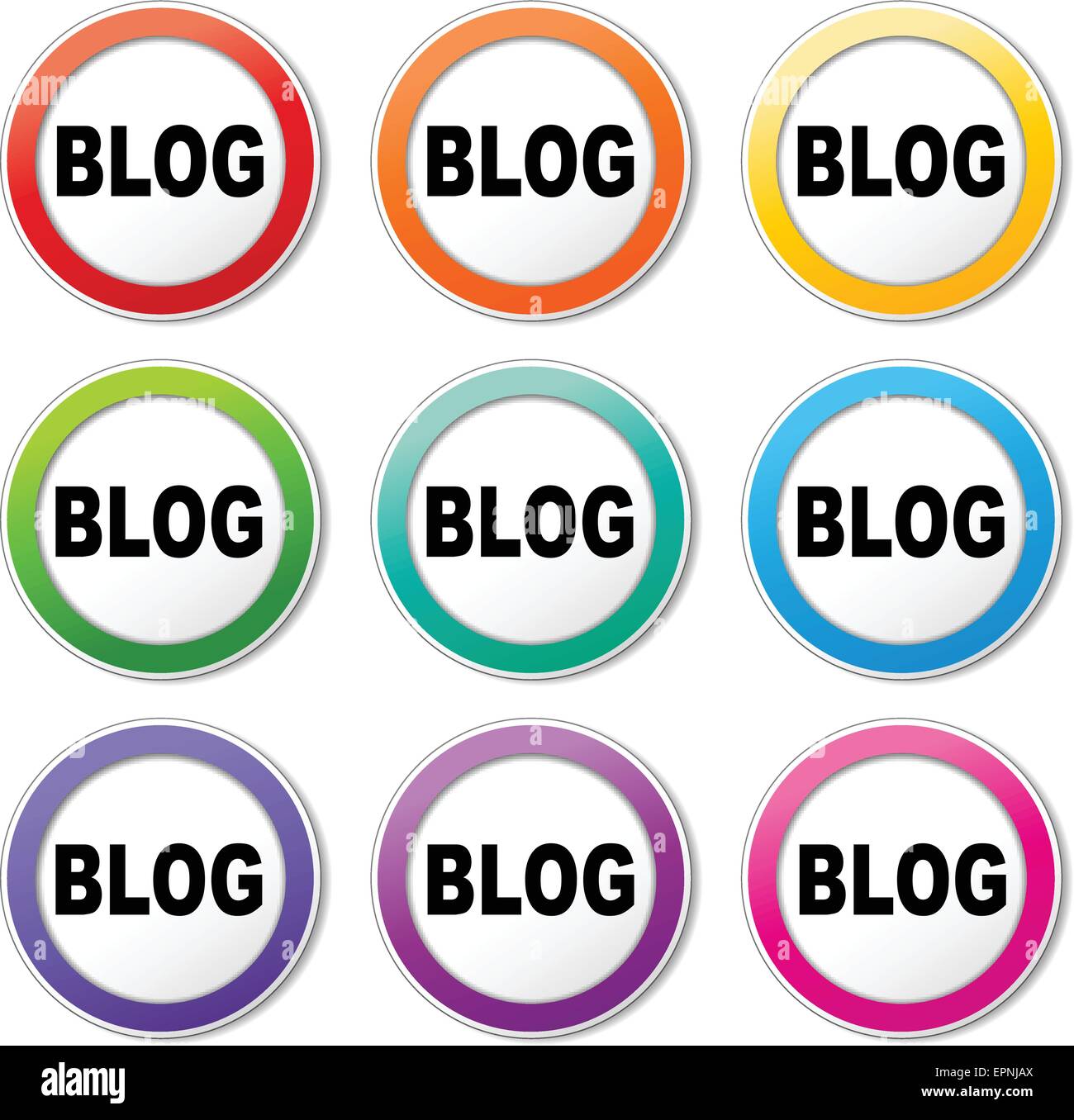 illustration of various color set of blog icons Stock Vector Image ...