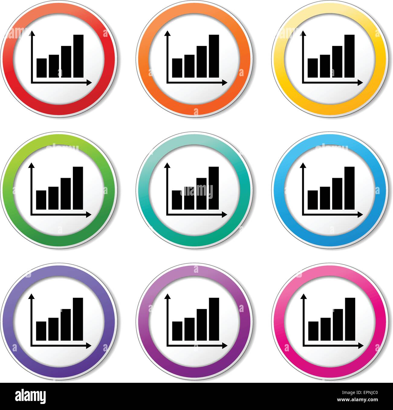 illustration of various color set of graph icons Stock Vector Image ...
