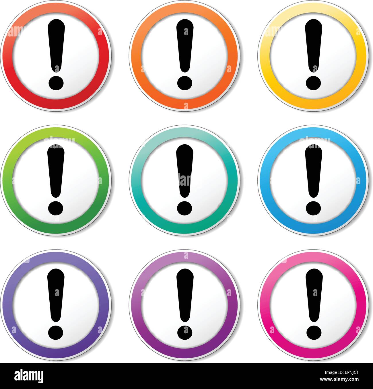illustration of various color set of alert icons Stock Vector Image ...