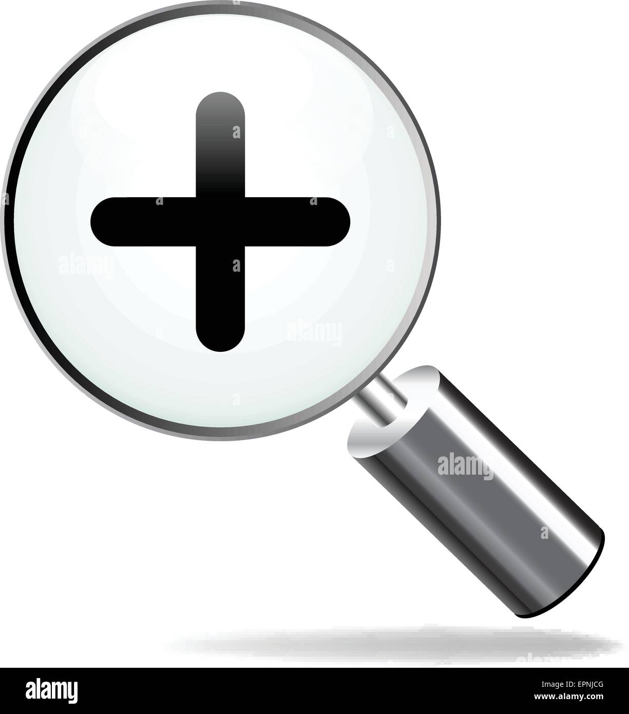 illustration of magnifying zoom plus icon on white background Stock ...