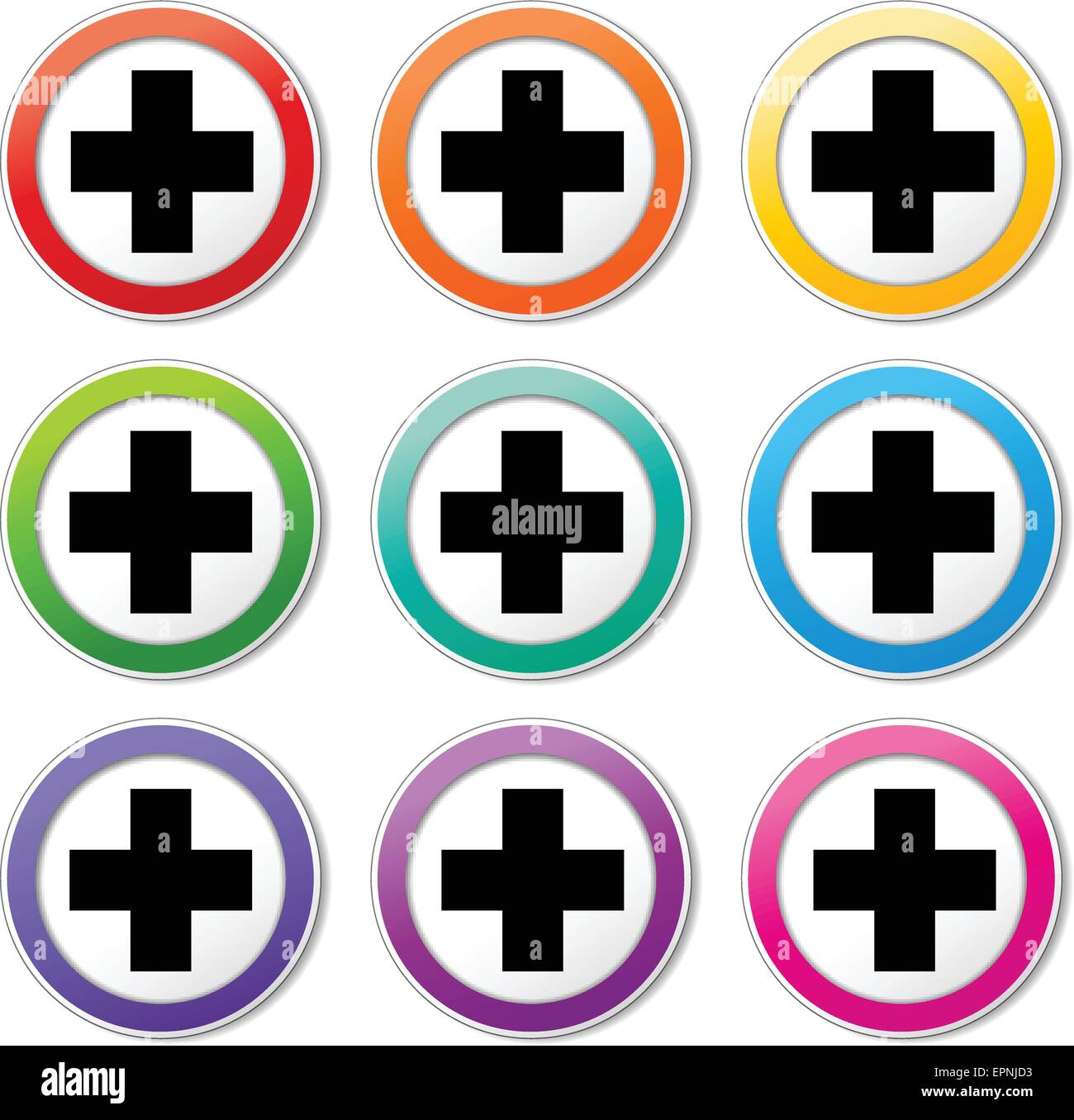 illustration of various color set of plus icons Stock Vector Image ...